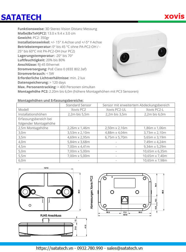 Máy đếm người 3D Xovis PC2 chính hãng